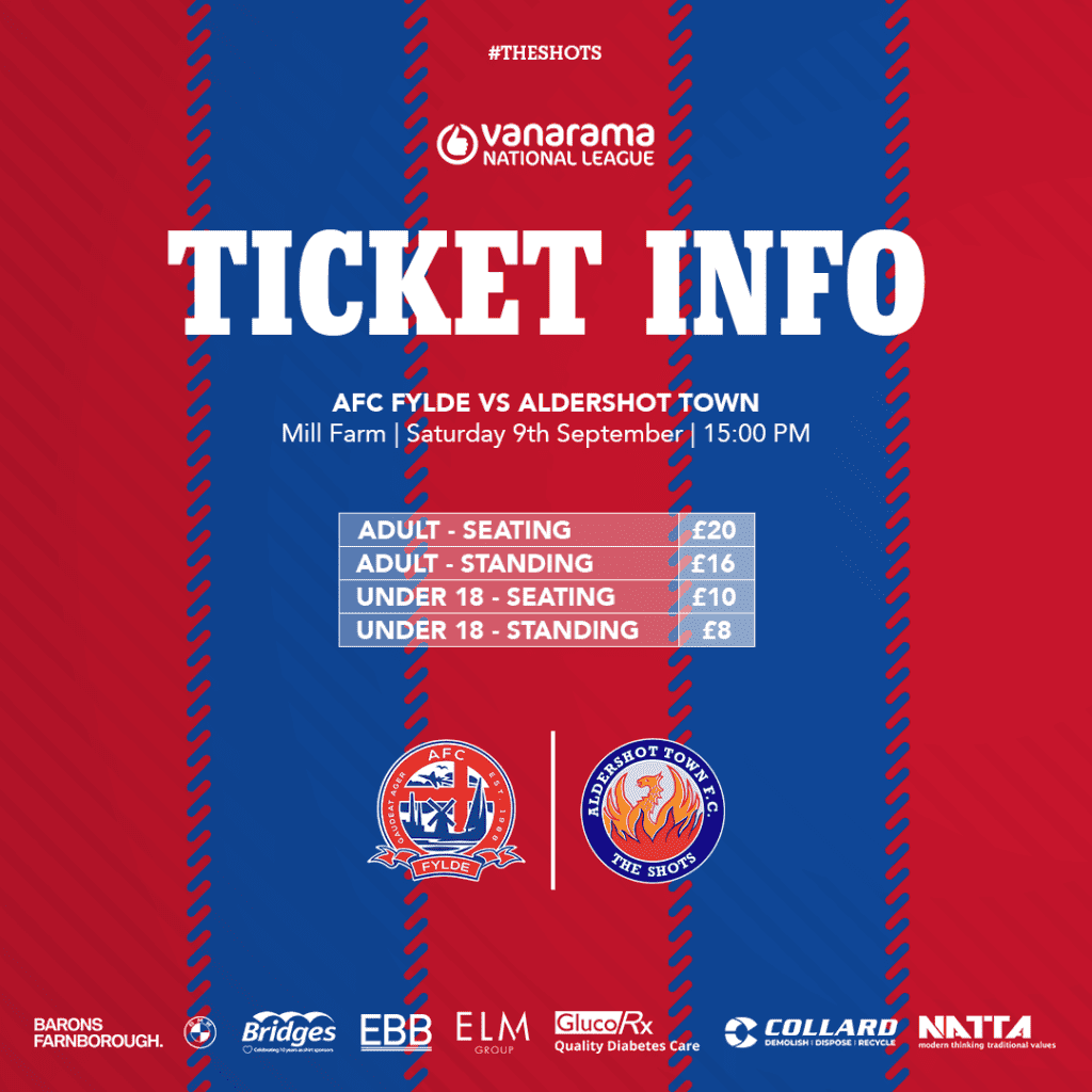 TICKET INFO: AFC Fylde (A) | Aldershot Town FC