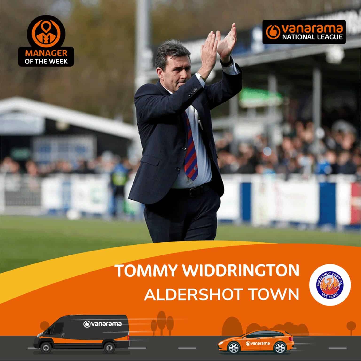 Tommy Widdrington named Vanarama Manager of the Week! | Aldershot Town FC