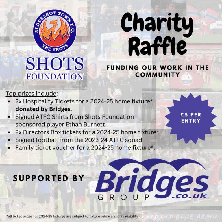 Charity raffle to raise funds for the Shots Foundation! | Aldershot Town FC