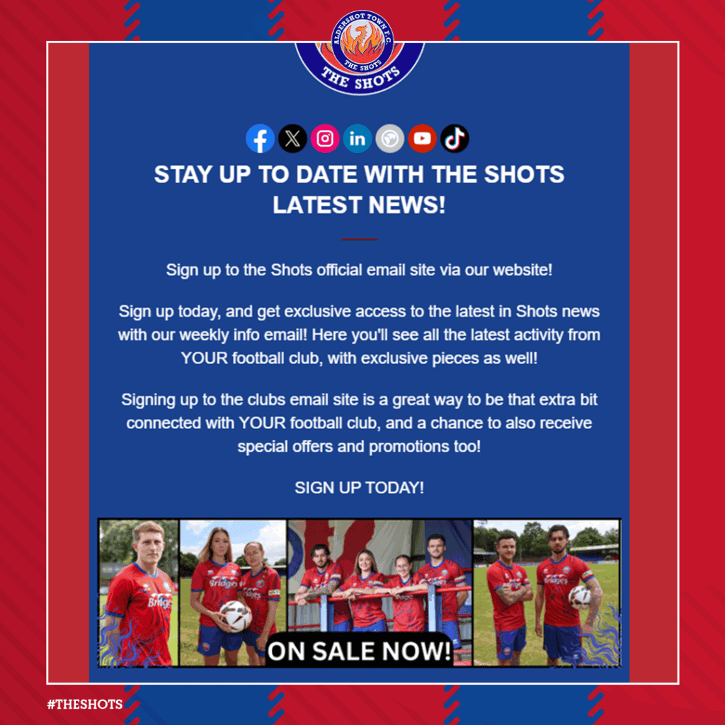 SIGN UP TO THE SHOTS NEWSLETTER | Aldershot Town FC