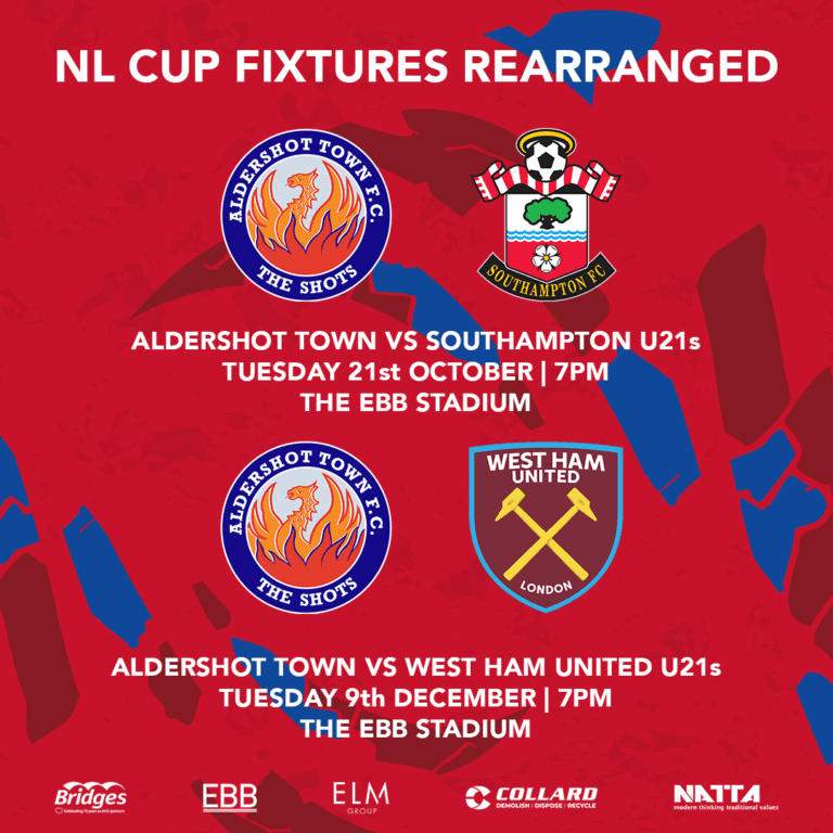 Further two National League Cup fixtures moved | Aldershot Town FC