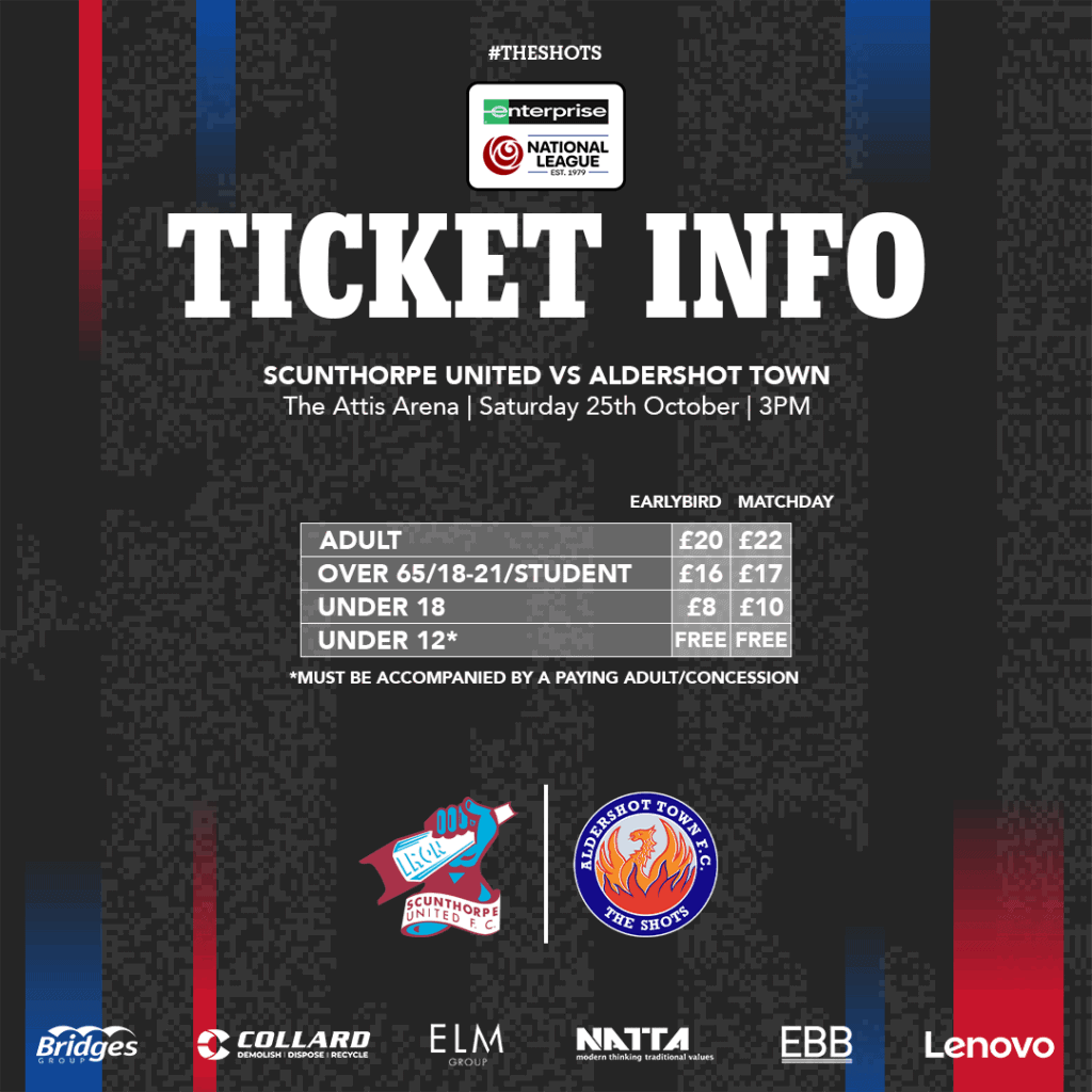 TICKET INFO: Scunthorpe United (A) | Aldershot Town FC
